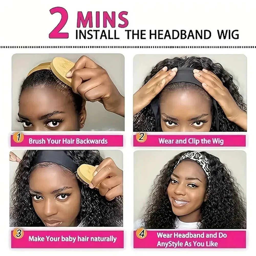 Headband Wig Water Wave Human Hair Wigs – EVERLAN STORE